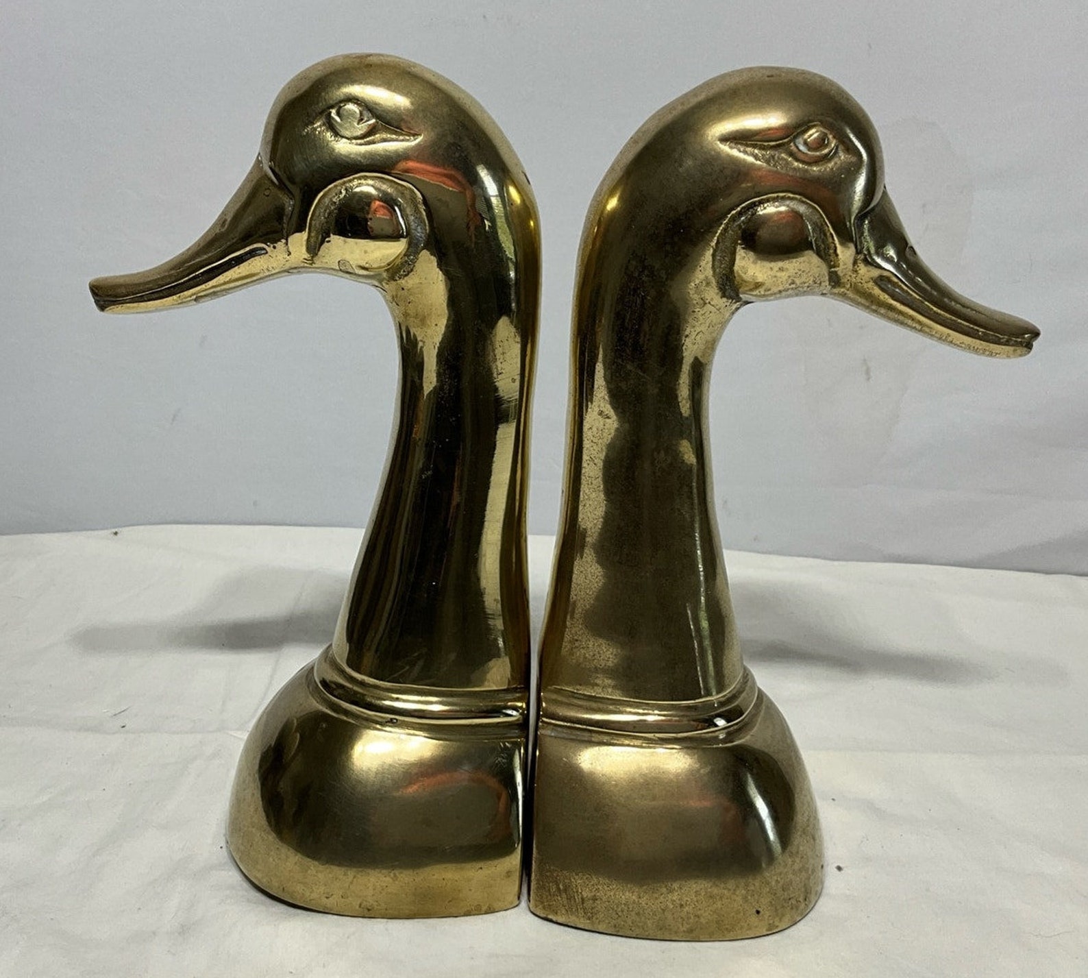 Leonard Silver Co Solid Brass Collection Mallard Head Book Ends 9 Made ...