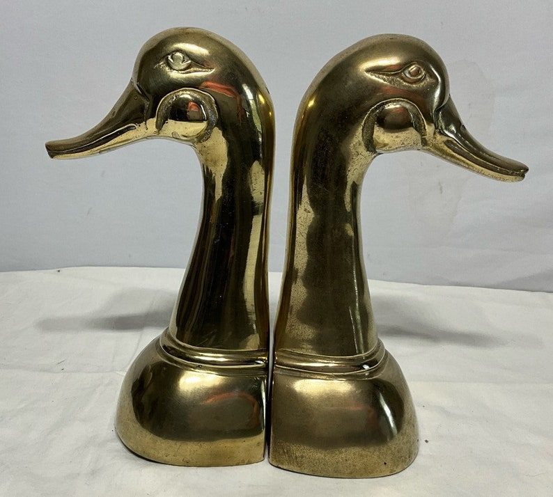 Leonard Silver Co Solid Brass Collection Mallard Head Book Ends 9 Made ...