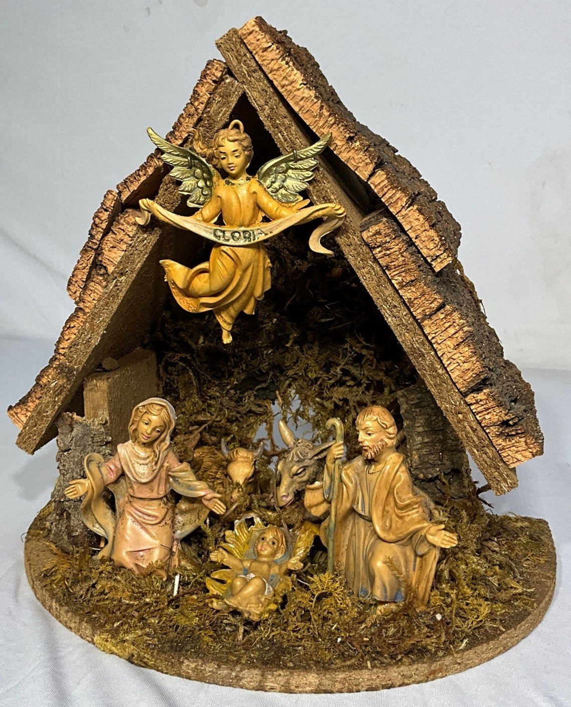 Vintage Italy Nativity Set Scene Creche Stable Jesus Mary Joseph Angel ...