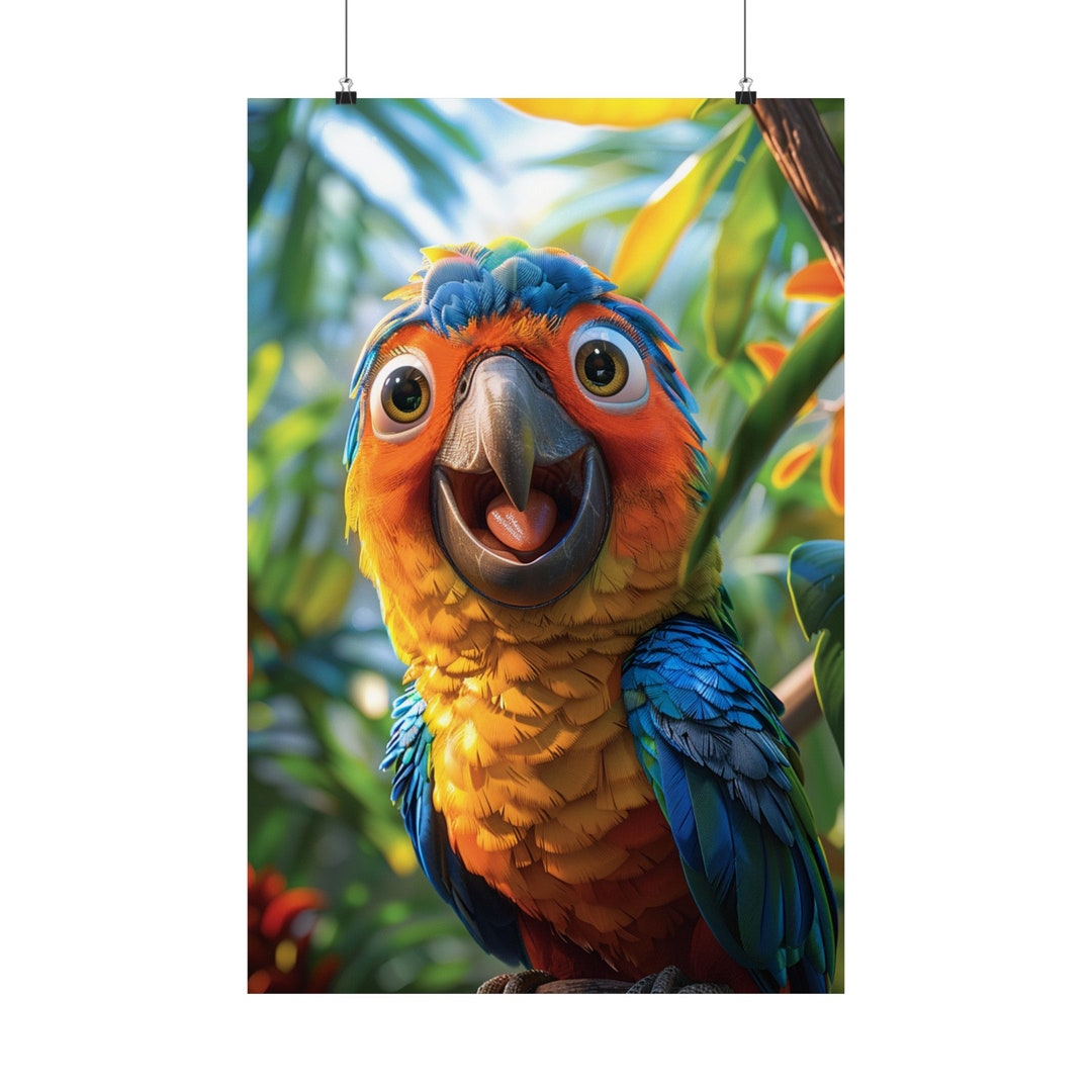 Flutter the Parrot - Physical Print Many Sizes - Stunning Premium ...