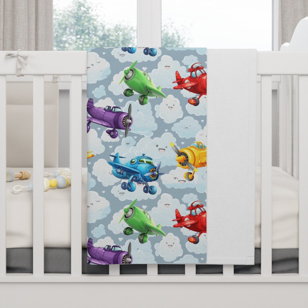 Baby Blanket Bright Fun Flying Planes: Luxurious Cozy Soft Fleece ...