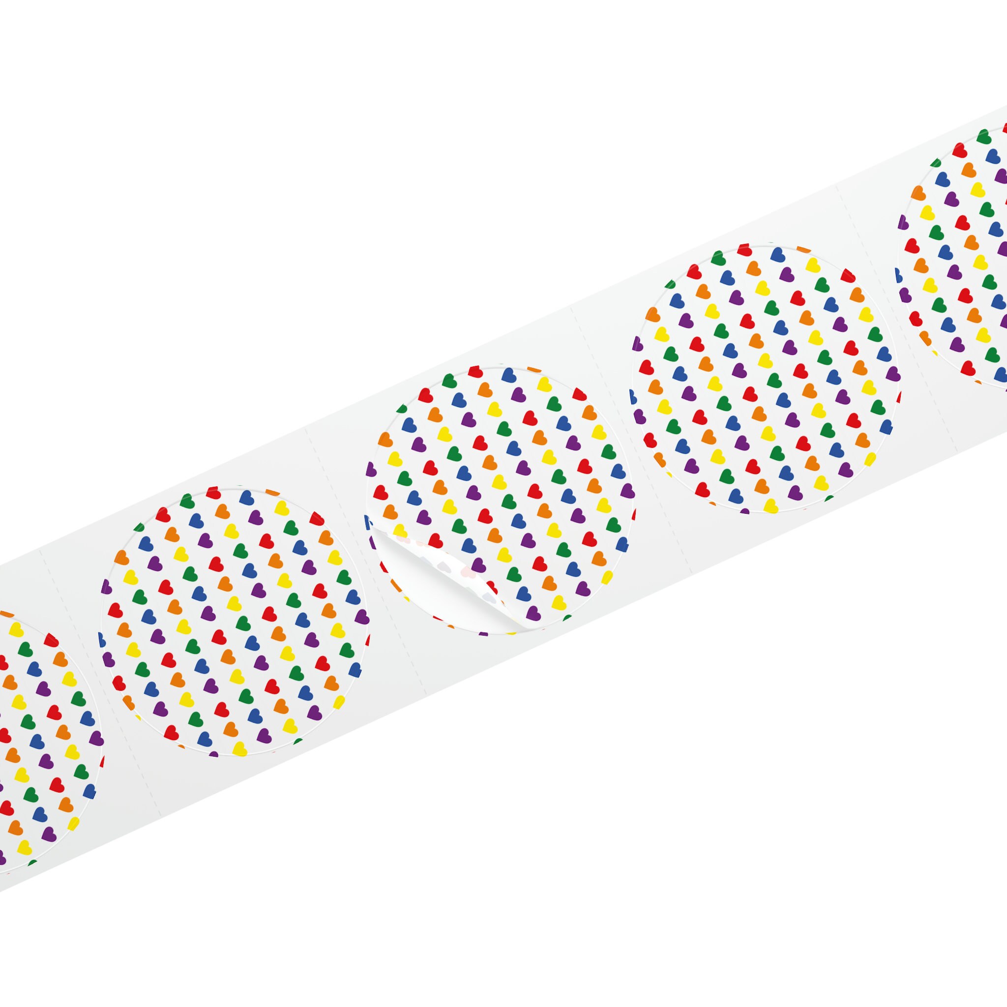Love Hearts Rainbow Round Sticker Roll Add a Splash of Personality ...