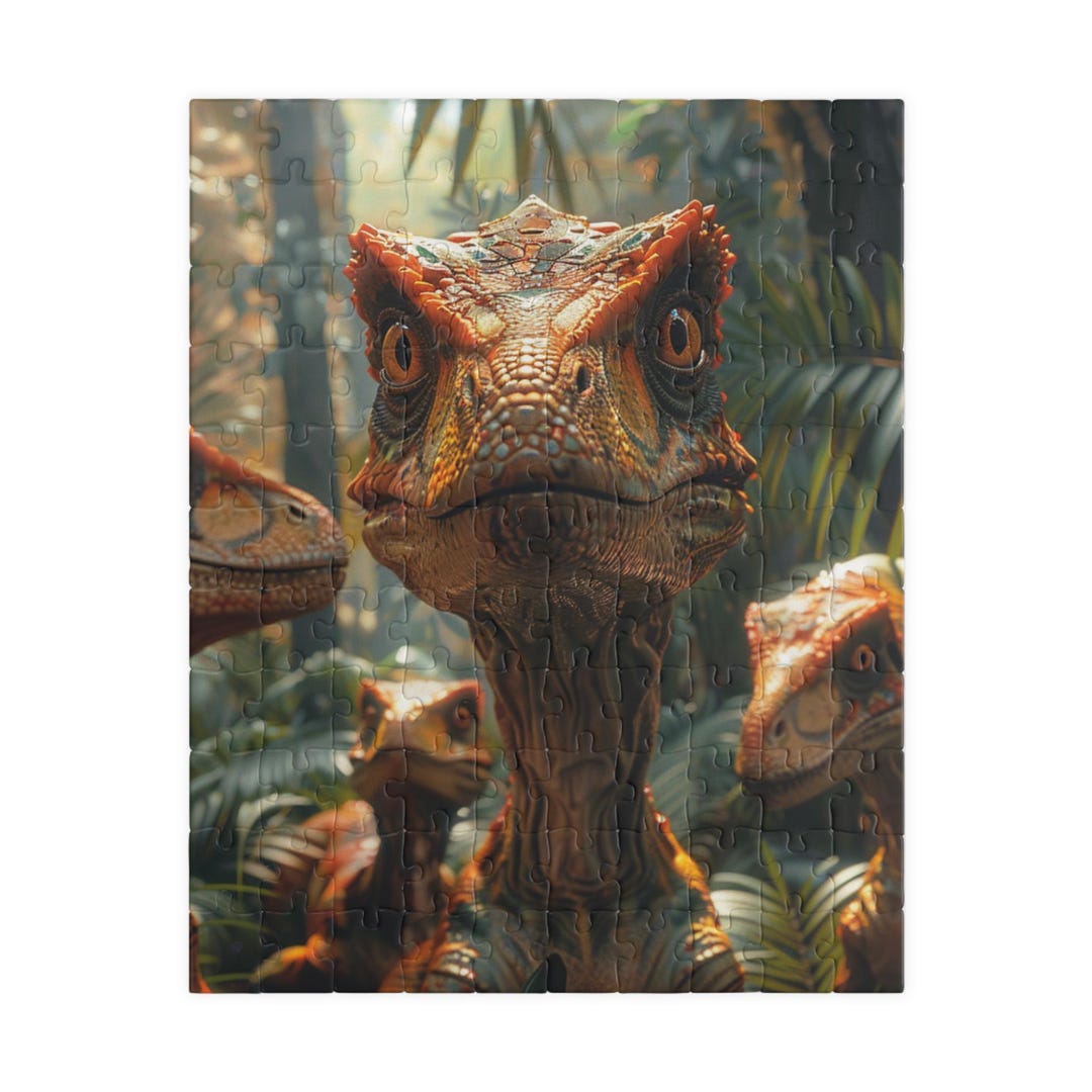 Dinosaur Raptors Stalking - Premium Puzzle Available in 110, 252, or ...