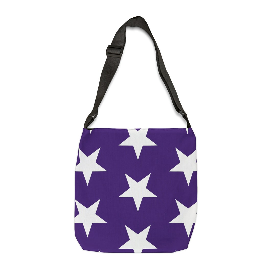 Tote Bag White Stars on Purple: Stylish and Adjustable Premium Bag With ...
