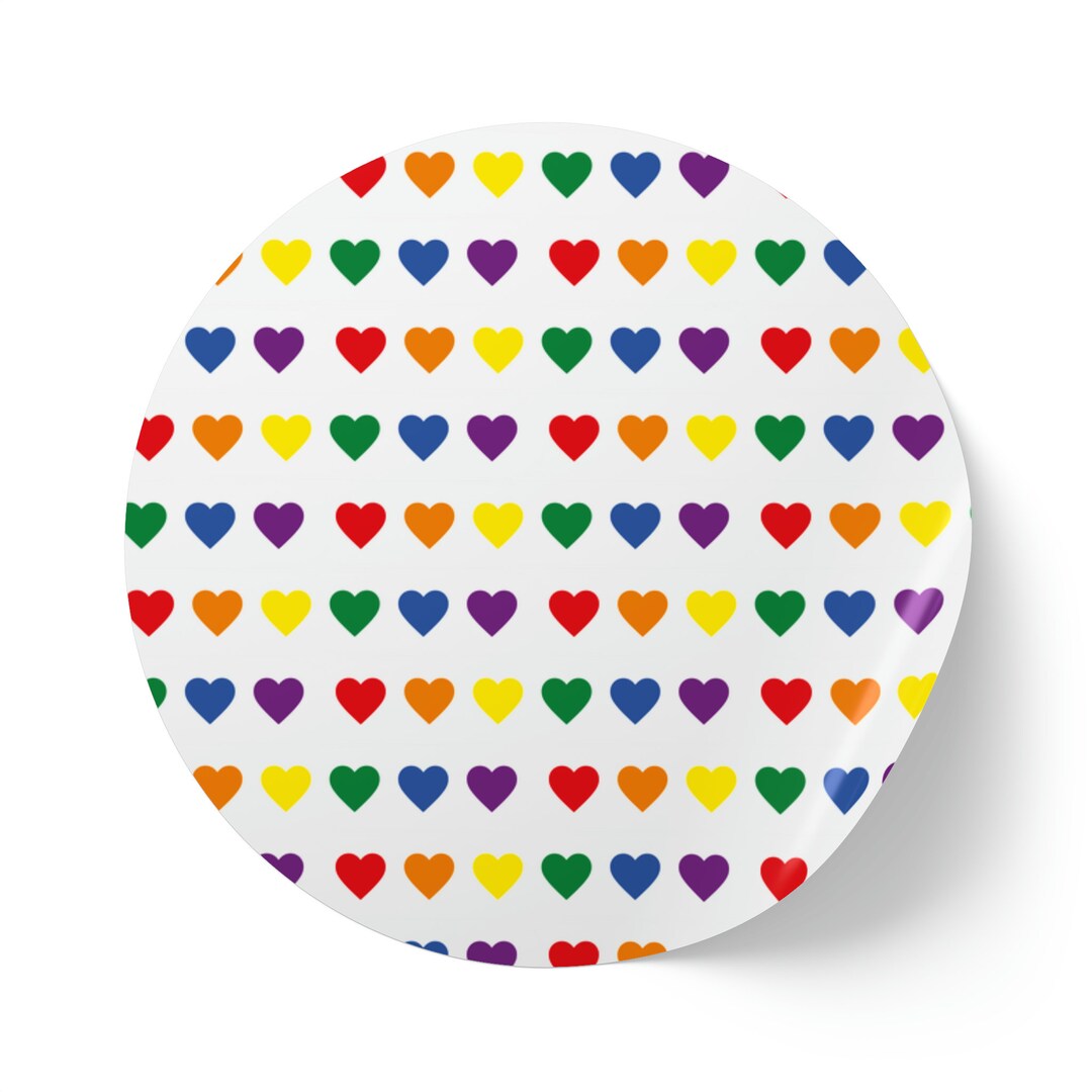 Love Hearts Rainbow Round Sticker Roll Add a Splash of Personality ...