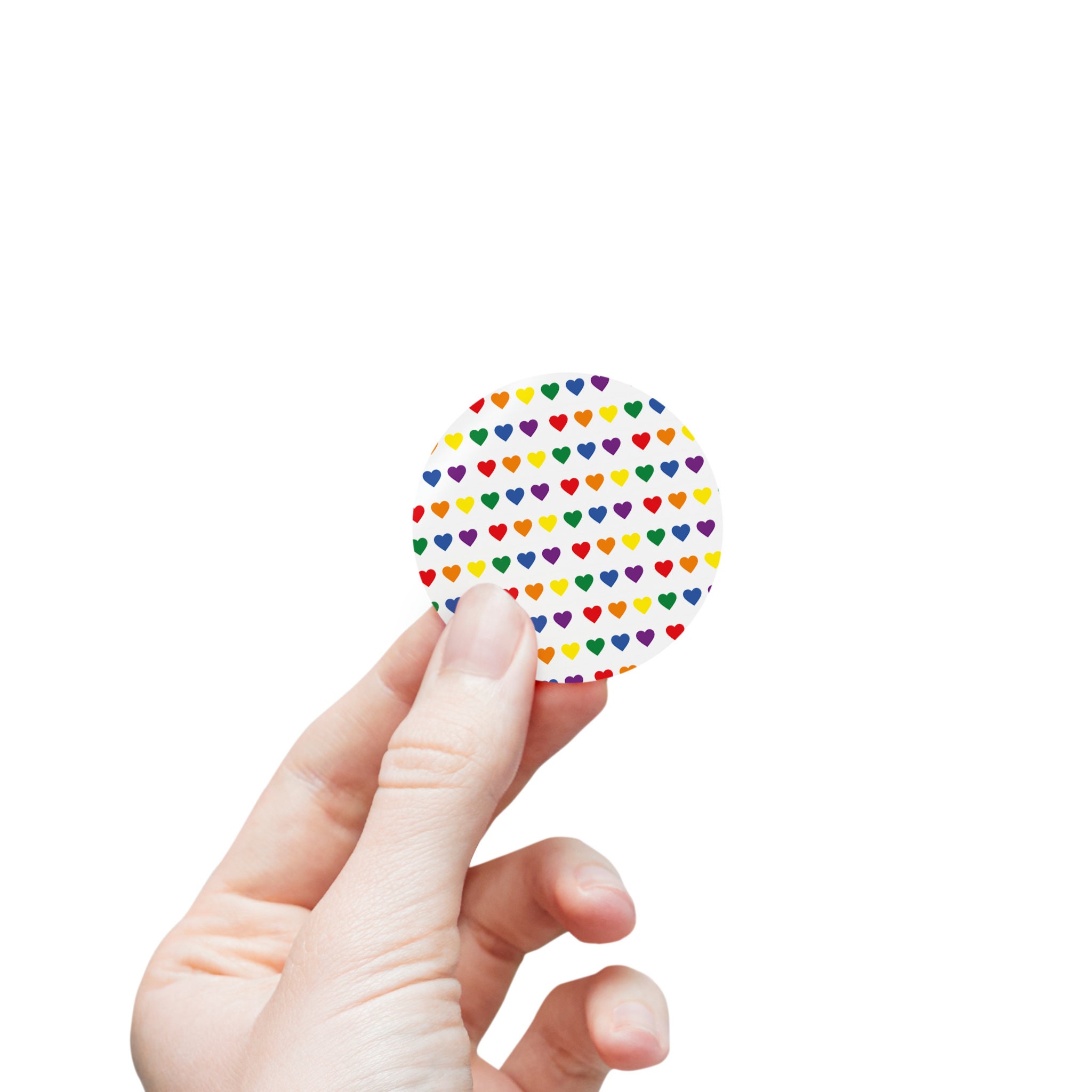 Love Hearts Rainbow Round Sticker Roll Add a Splash of Personality ...