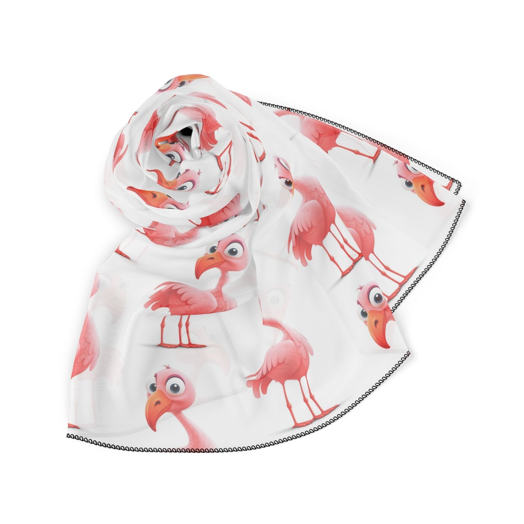 Scarf Pink Flamingo on White: Lightweight, Silky Smooth Texture for ...