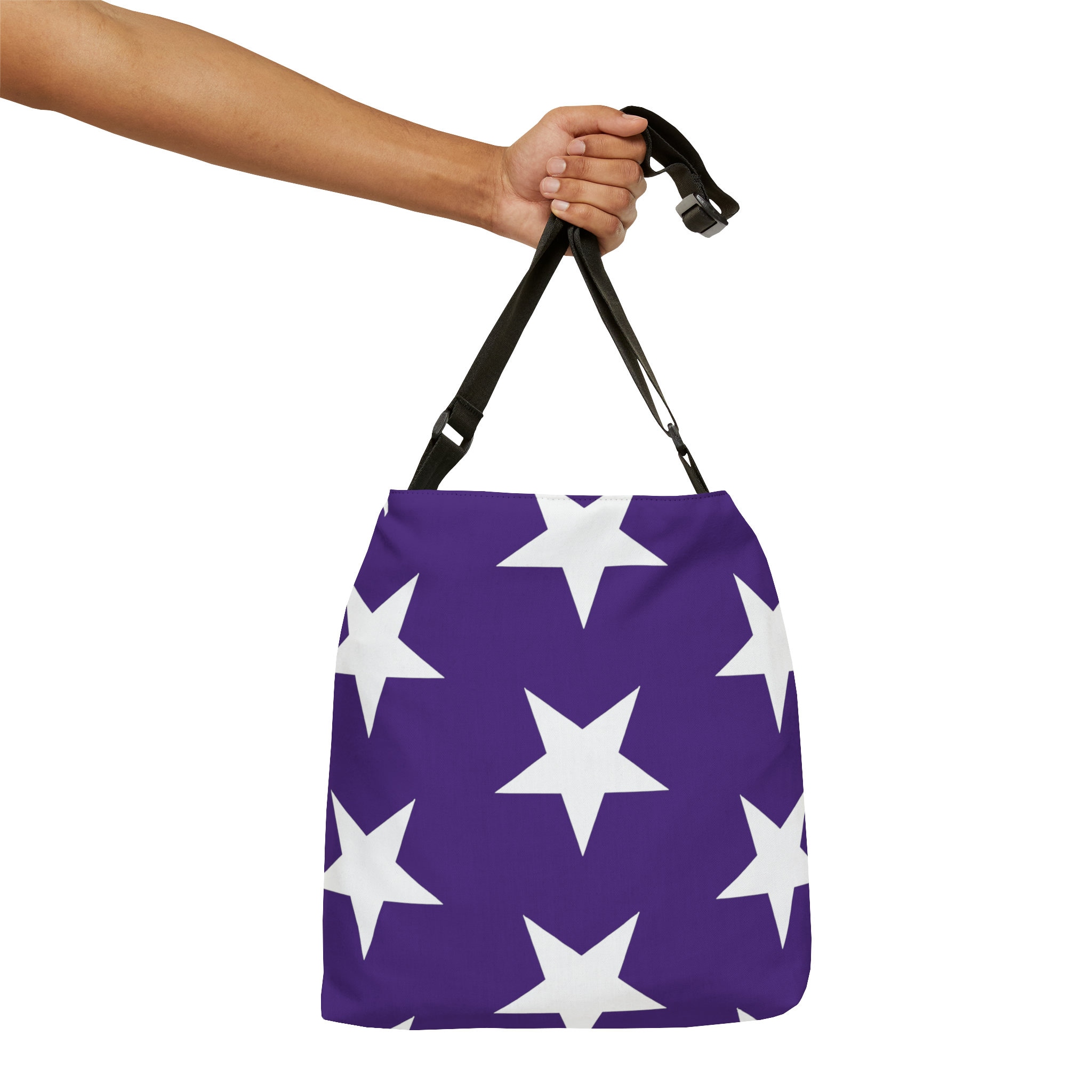 Tote Bag White Stars on Purple: Stylish and Adjustable Premium Bag With ...