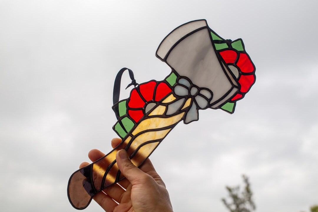 Pearl Axe Stained Glass Suncatcher - Etsy