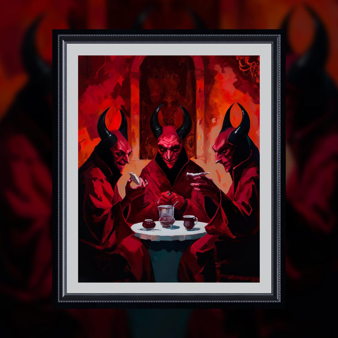 Demon Tea Party Art Print - Occult Poster for Home Decor - Etsy