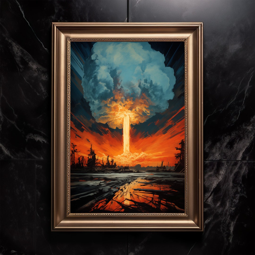 Nuclear Explosion Art Print Dramatic Atomic Bomb Poster for Home Decor ...