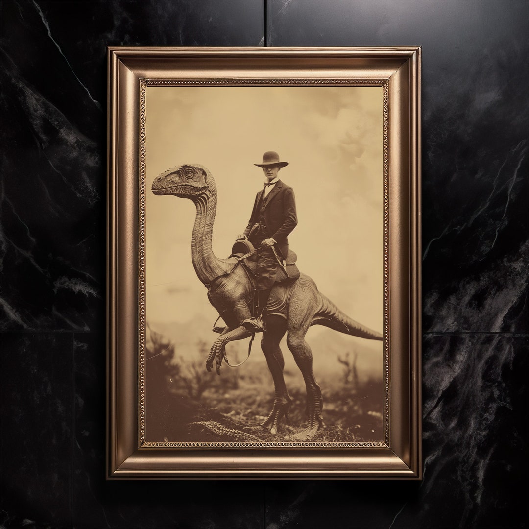 Dinosaur Cowboy Art Poster Print - Etsy