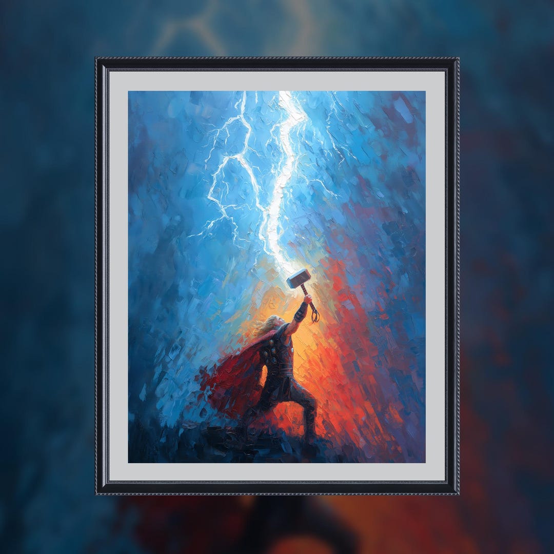 Thor Summoning Lightning Art Print - Norse Mythology Poster for Home ...