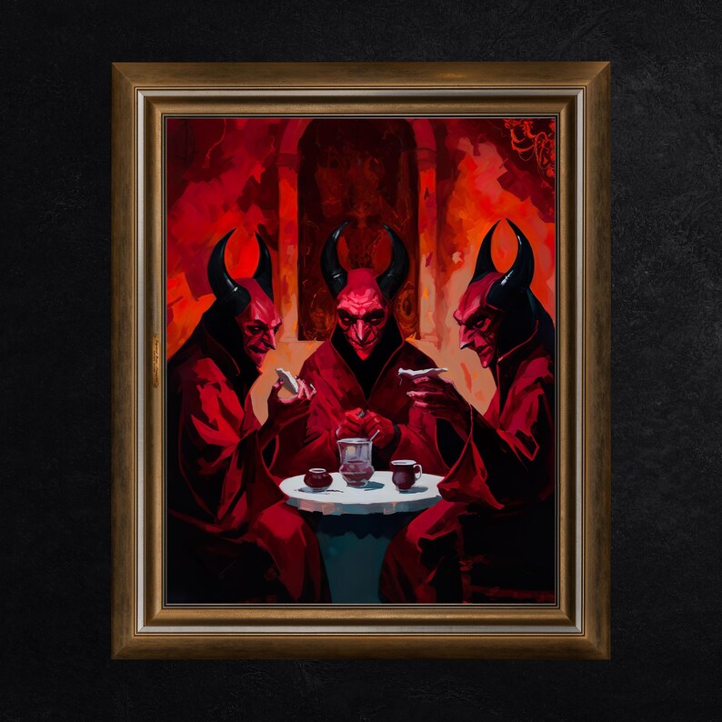 Demon Tea Party Art Print - Occult Poster for Home Decor - Etsy