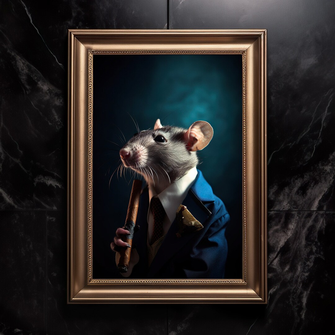 Mouse With a Cigar Playful Animal Portrait Poster for Home Decor - Etsy