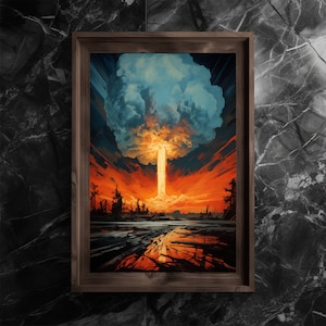 Nuclear Explosion Art Print Dramatic Atomic Bomb Poster for Home Decor ...