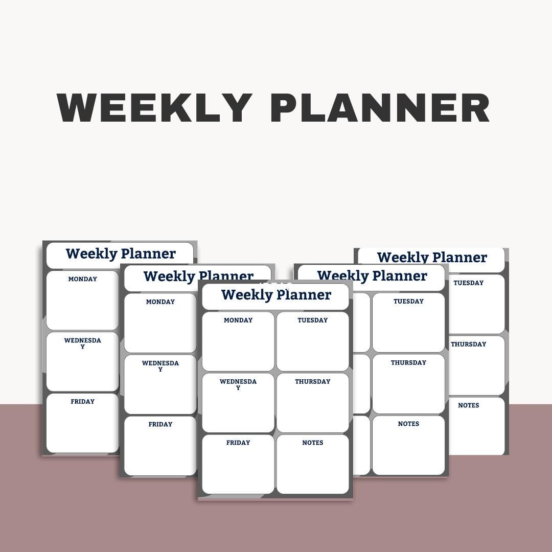 Editable White Simple Weekly Planner, A4 Downloadable PDF for ...