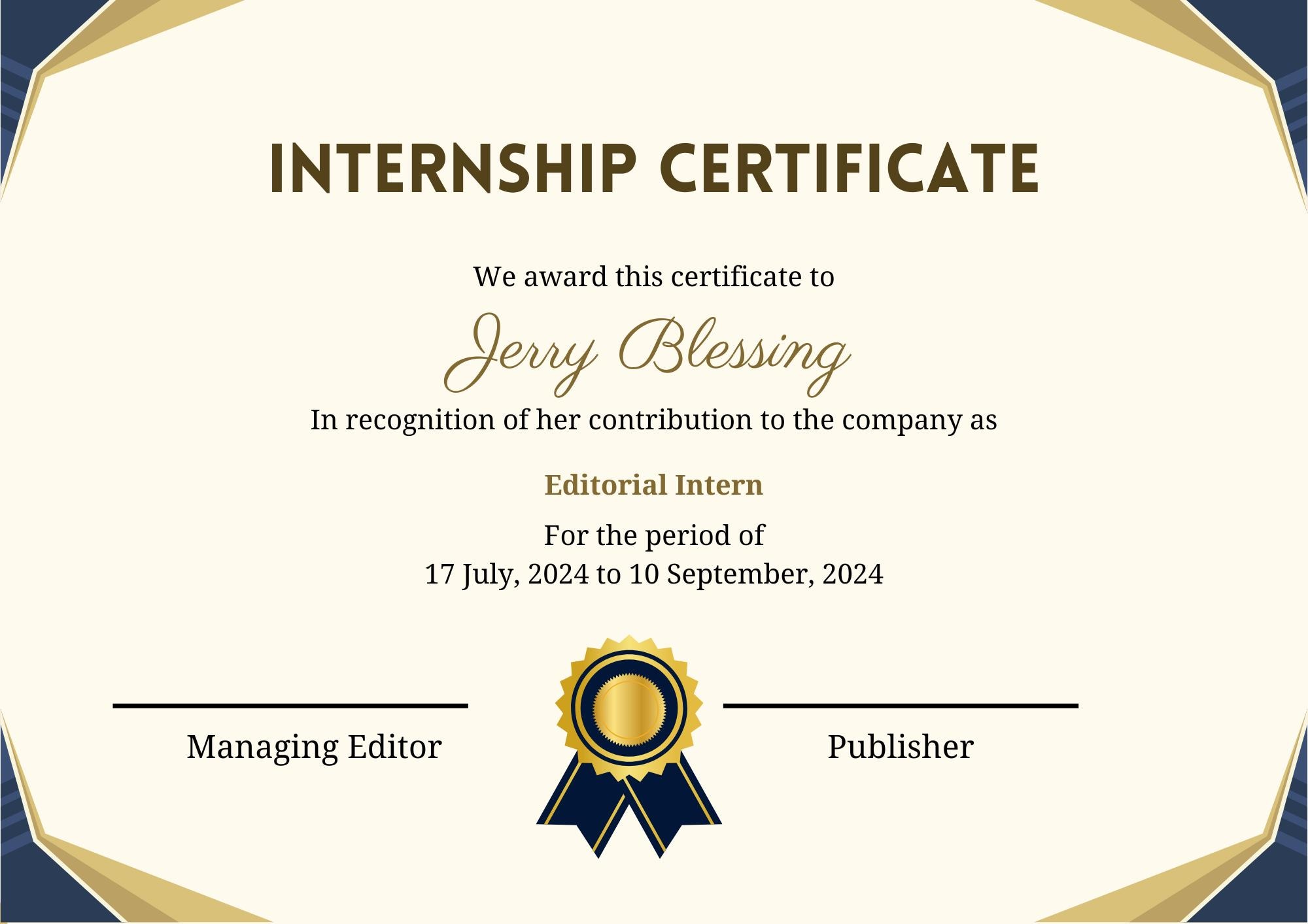 PDF INTERNSHIP AWARD | Certificate Template | Career Boost Award ...