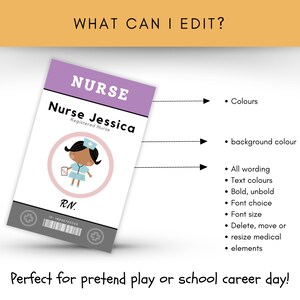 Kids Doctor Tag & Nurse Name Badge - Editable Medical ID Card | Pretend ...