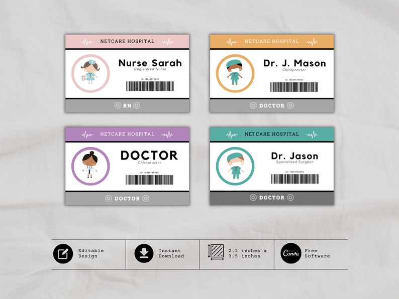 Kids Doctor Tag & Nurse Name Badge - Editable Medical ID Card | Pretend ...