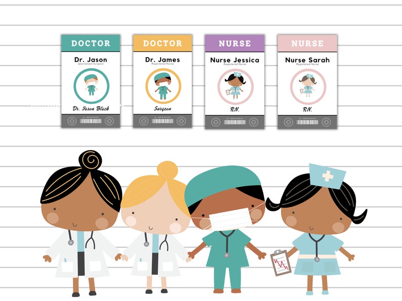 Kids Doctor Tag & Nurse Name Badge - Editable Medical ID Card | Pretend ...