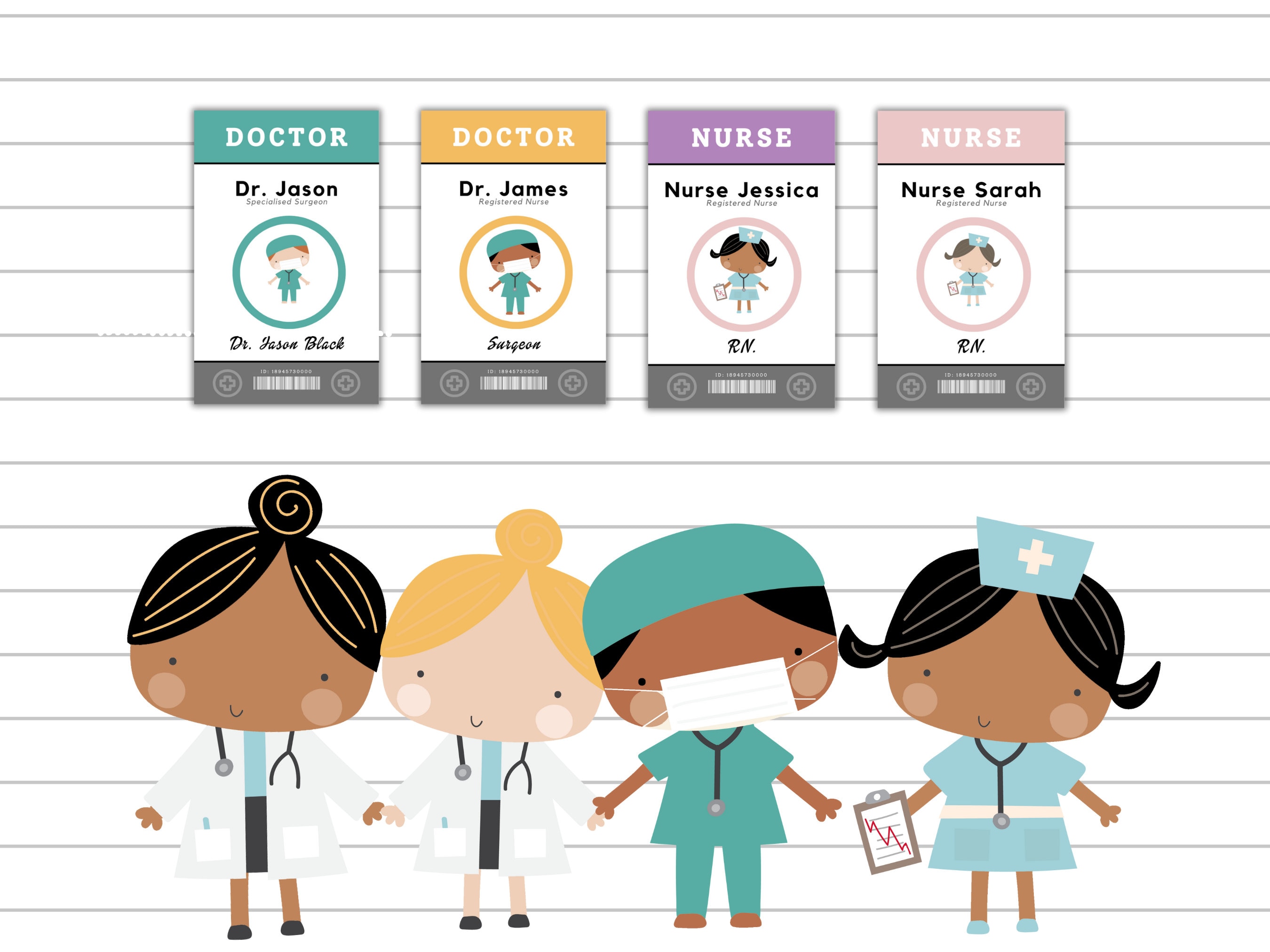 Kids Doctor Tag & Nurse Name Badge - Editable Medical ID Card | Pretend ...