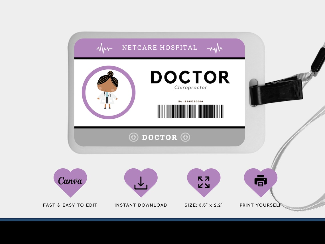 Kids Doctor Tag & Nurse Name Badge - Editable Medical ID Card | Pretend ...