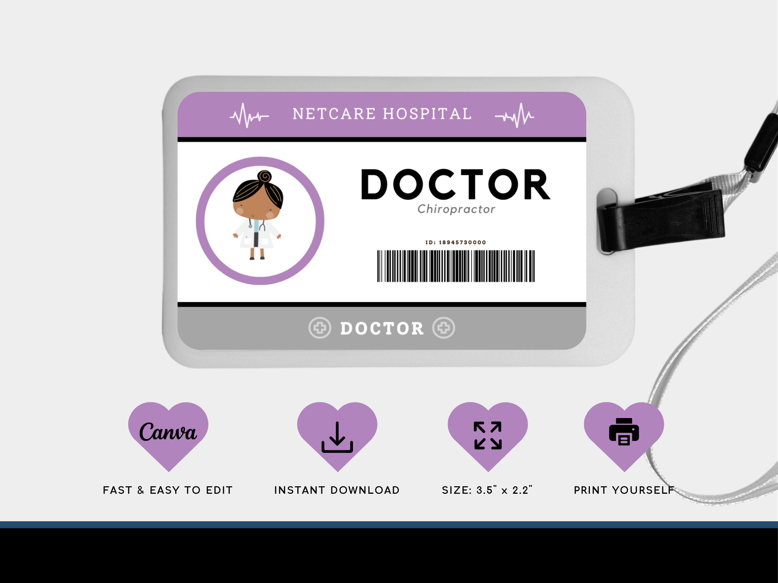 Kids Doctor Tag & Nurse Name Badge - Editable Medical ID Card | Pretend ...
