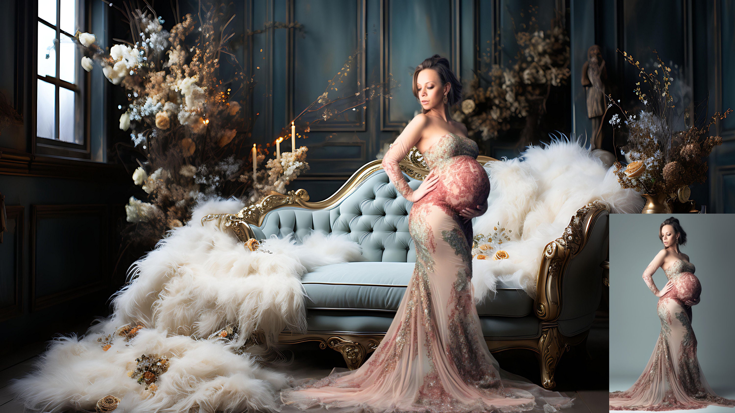 Luxurious Sofas Digital Backdrops, Royal Sofa Backdrops, Maternity Digital Backdrops, Luxury ...