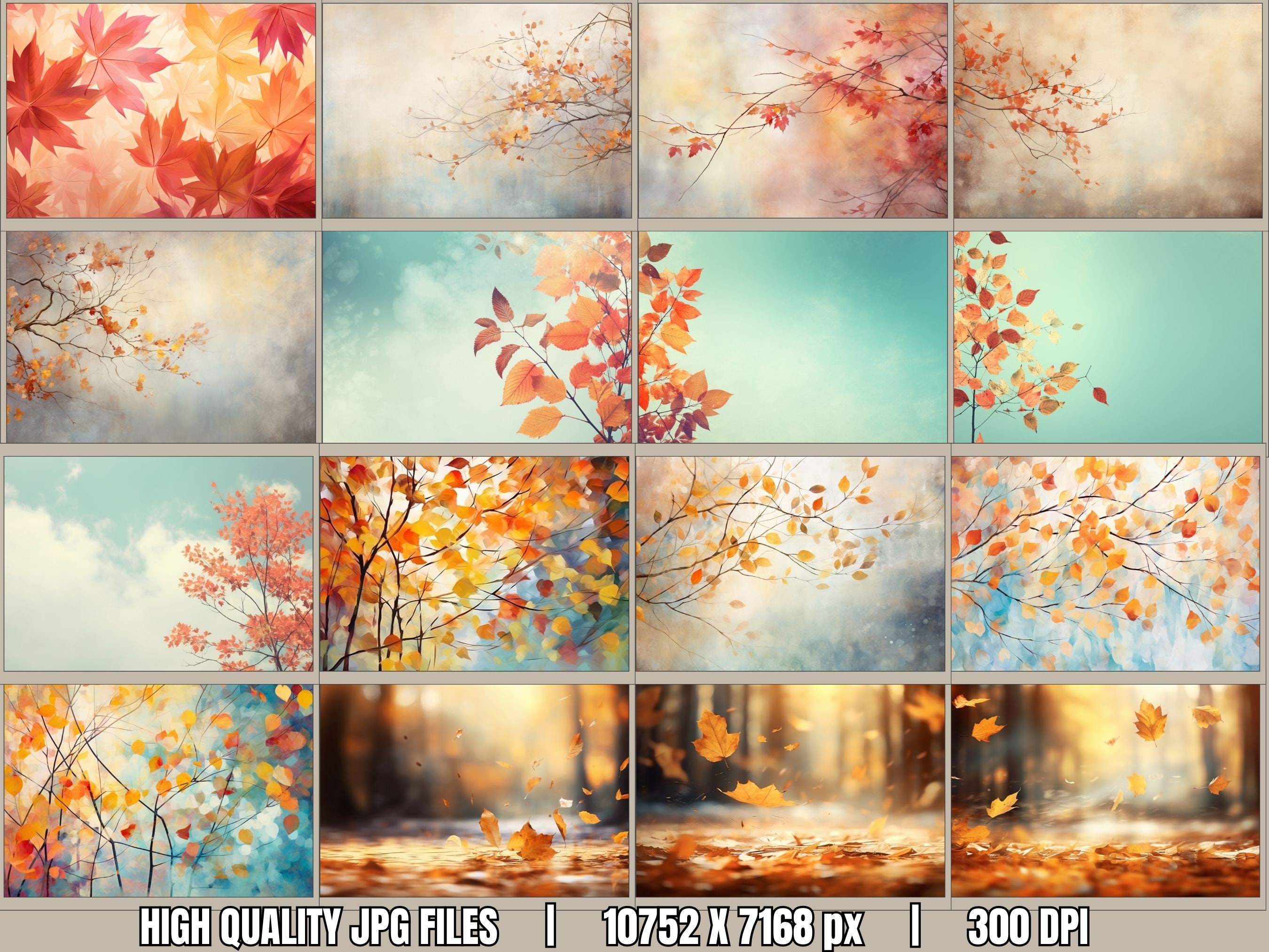 Mega Bundle 100 Golden Glow Digital Background / Fall Digital Backdrop ...