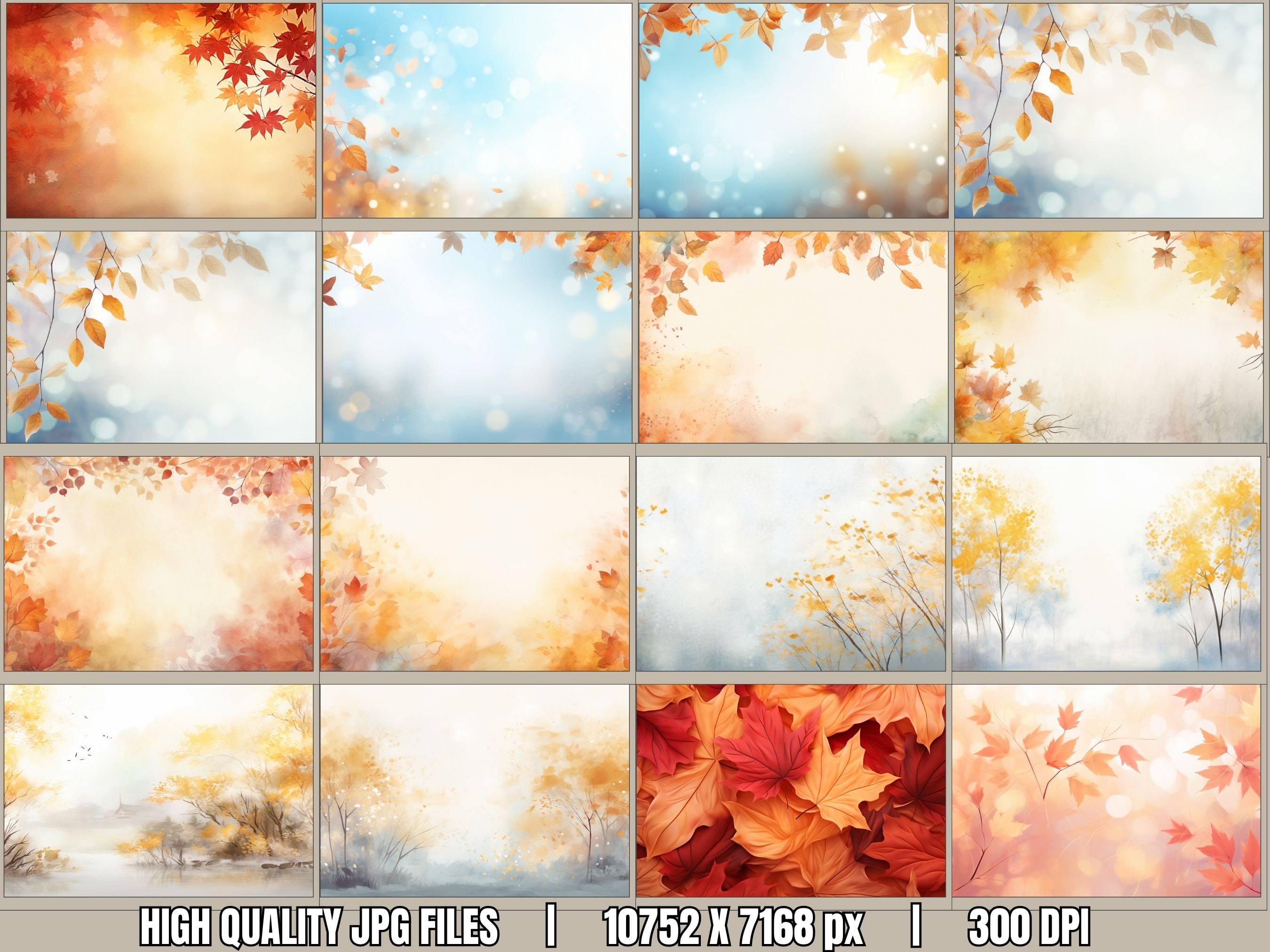 Mega Bundle 100 Golden Glow Digital Background / Fall Digital Backdrop ...