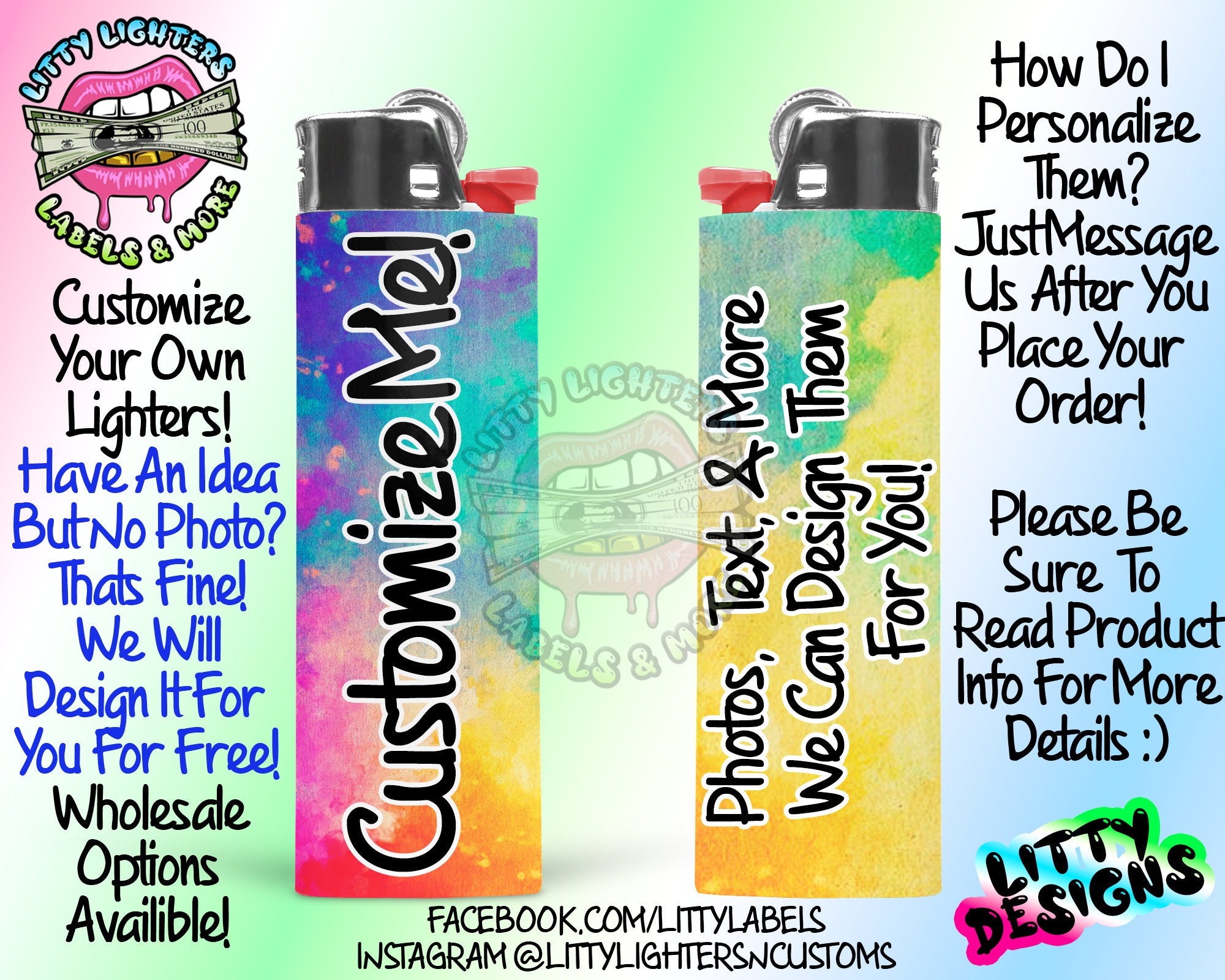 6 Pack MULTI DESIGNS Custom Lighter, Personalized, Upload Your Photo ...