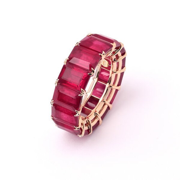 Emerald Cut Ruby Ring - Etsy
