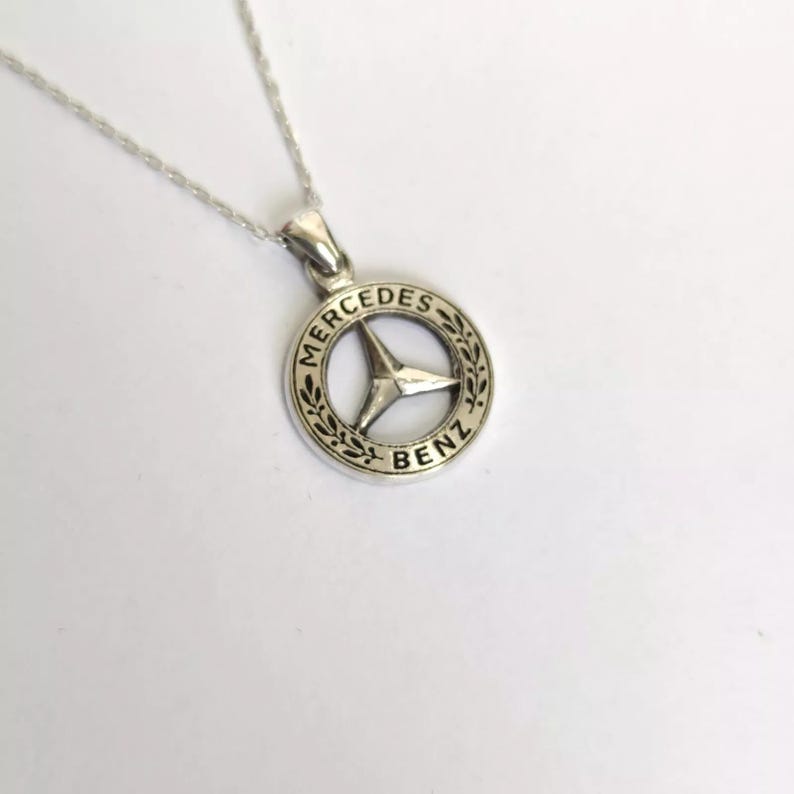 Mercedes Benz Logo Pendant, 925 Sterling Silver, Handmade Jewelry ...