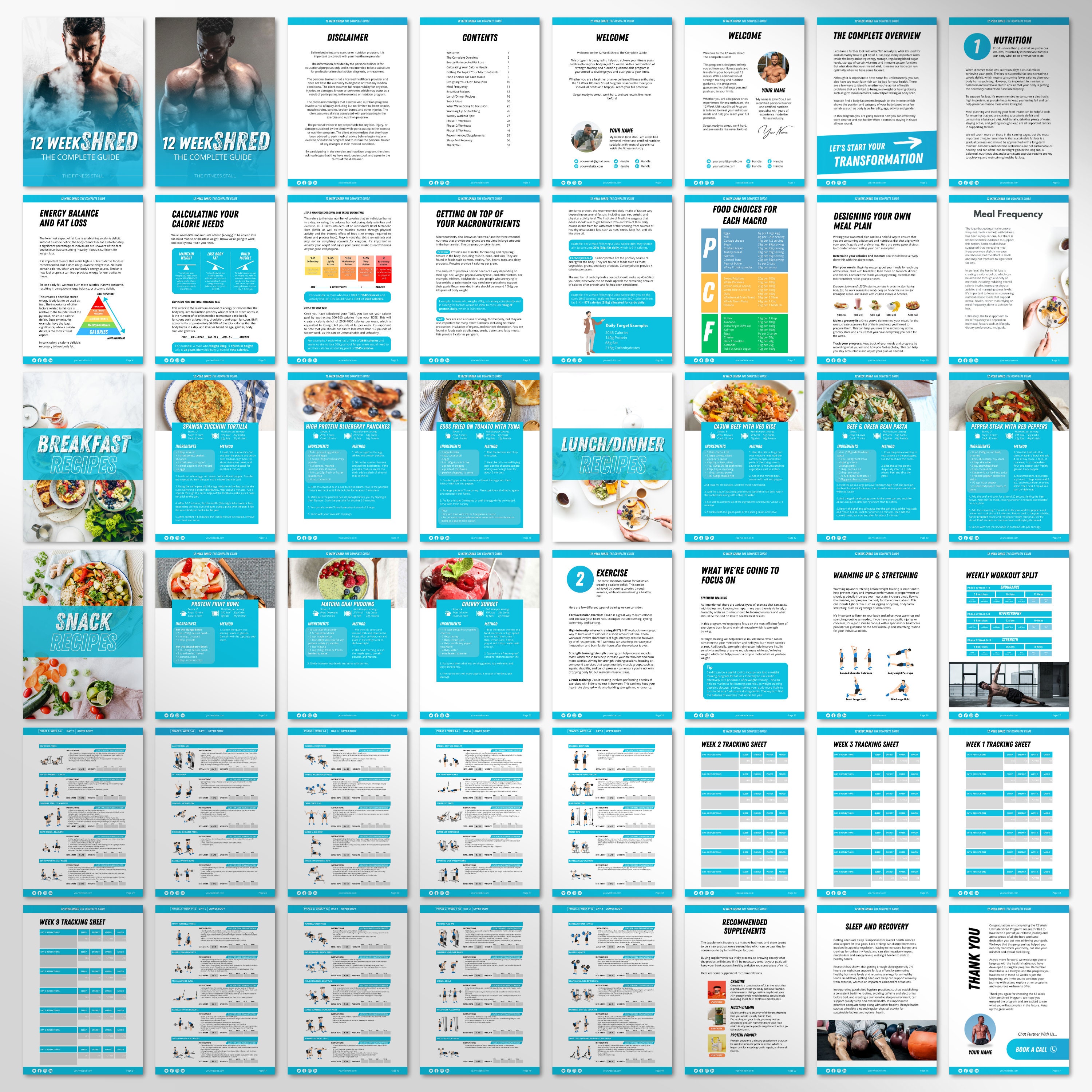 12 Week Workout and Nutrition Plan, Workout Plan, Nutrition Template ...