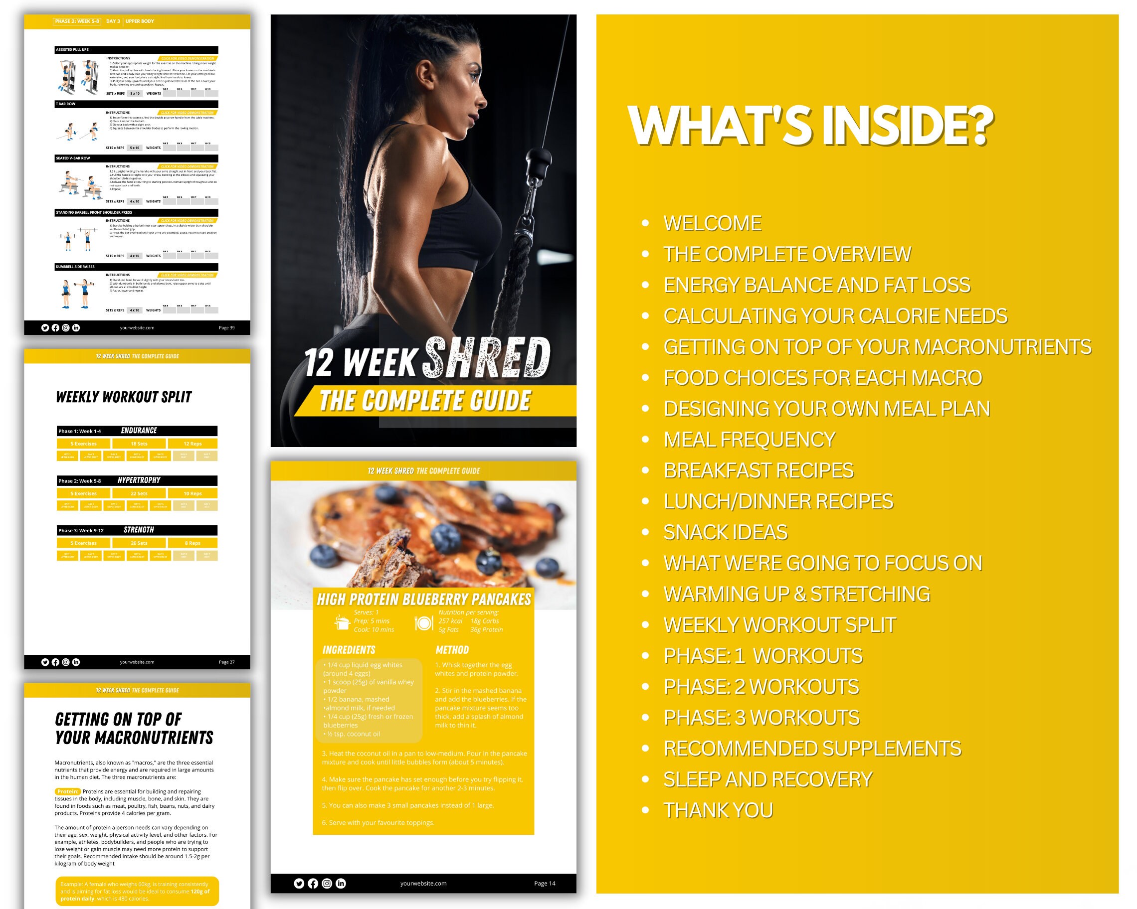 12 Week Workout and Nutrition Plan, Workout Plan, Nutrition Template ...