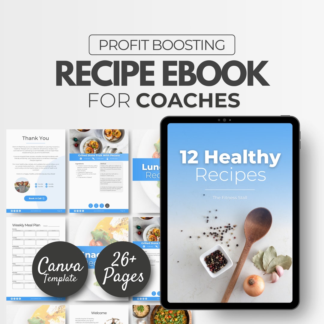 Recipe Ebook Template: 12 Healthy Recipes for Coaches (canva Editable ...
