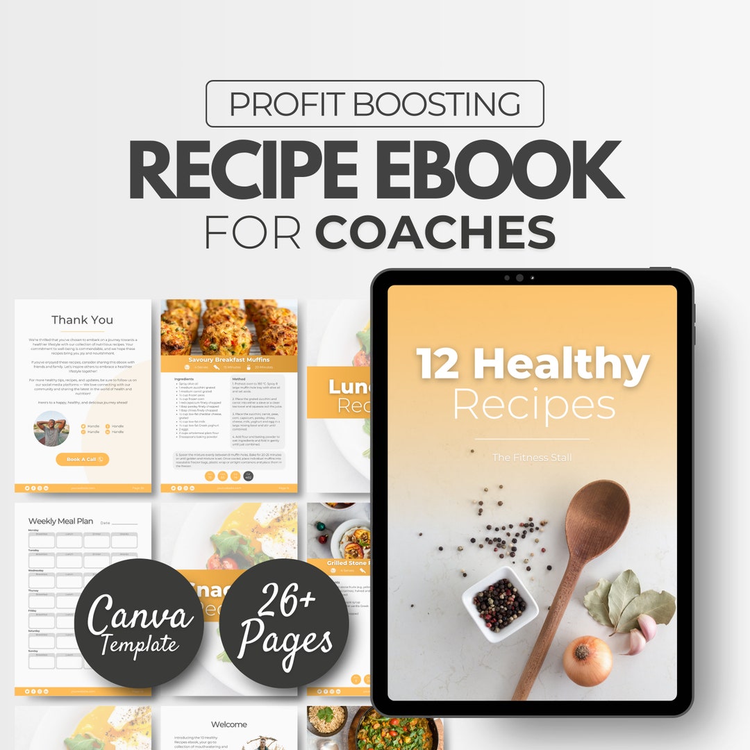 Recipe Ebook Template: 12 Healthy Recipes for Coaches (canva Editable ...
