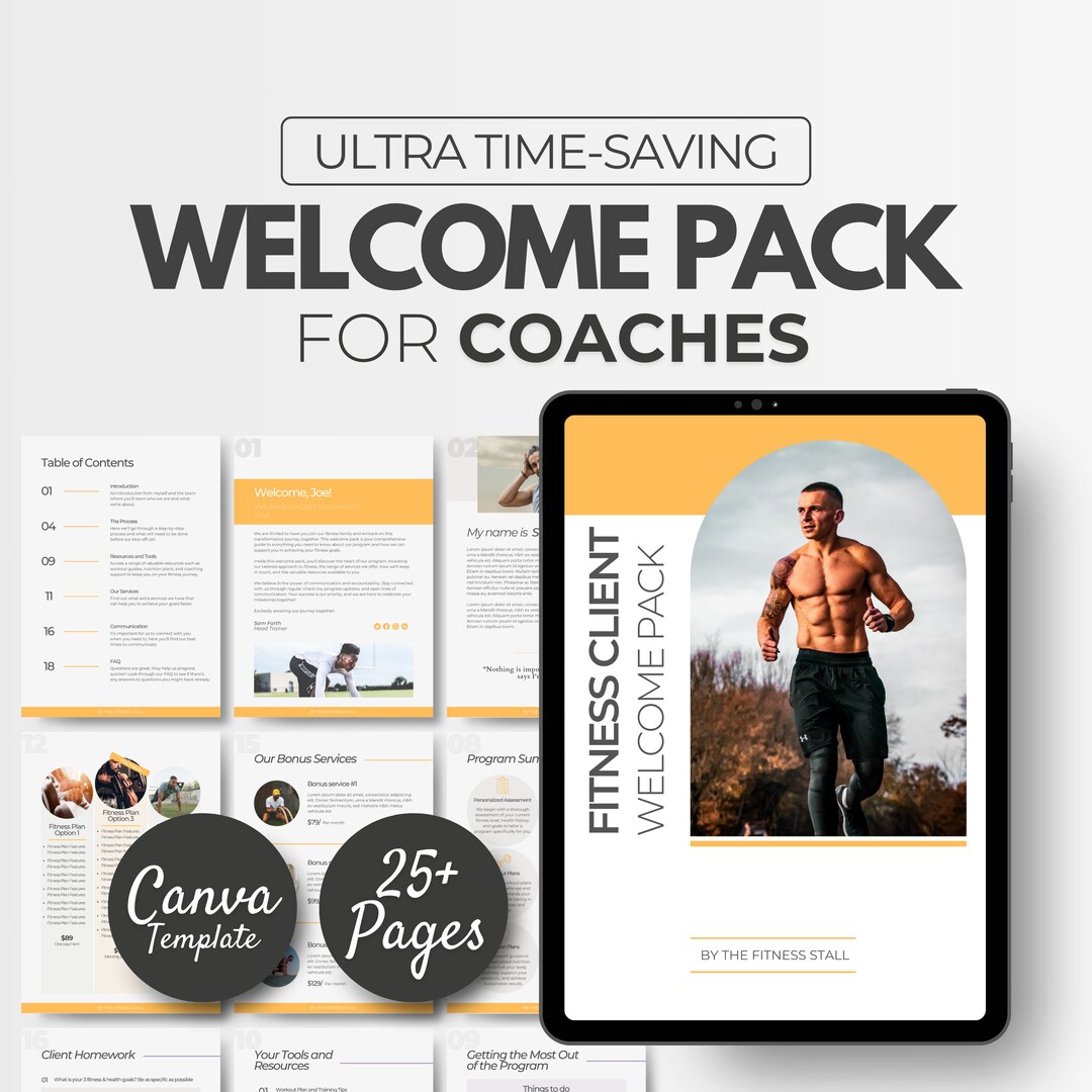Fitness Coach Client Welcome Pack: 25+ Pages (edit in Canva) - Etsy