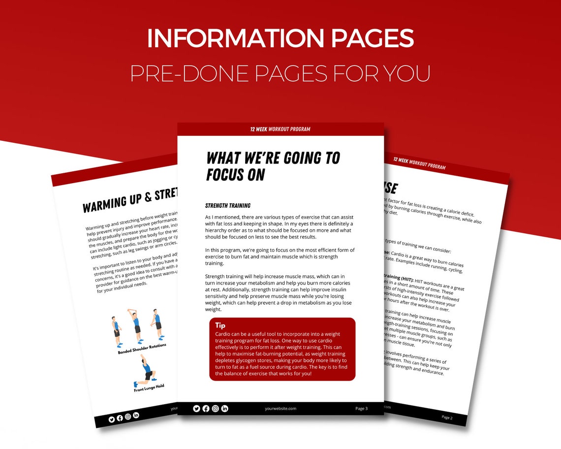 Fitness Program for Men 12 Weeks, Workout Program, Gym Program ...