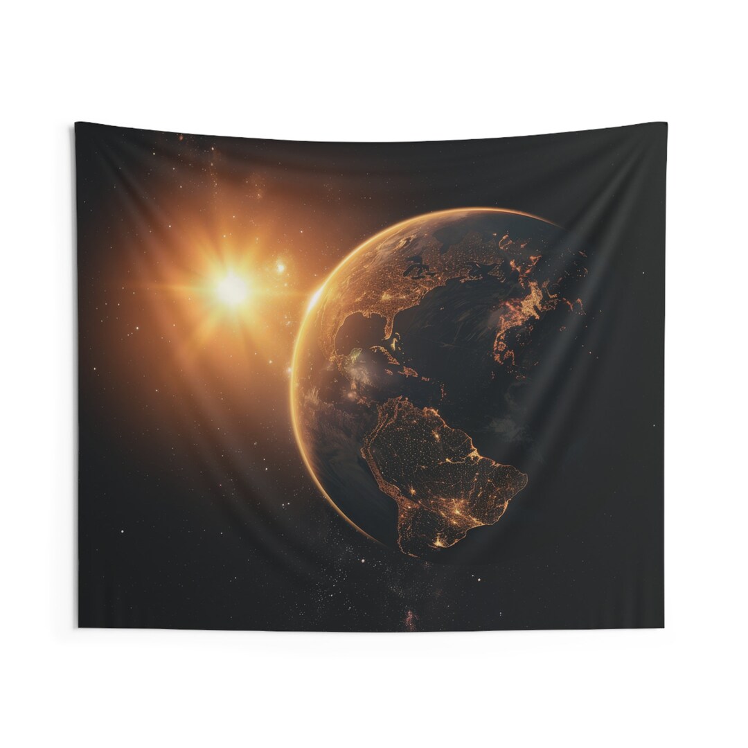 Sunrise Over Earth Wall Decor - Stunning Planetary View, Celestial Home ...