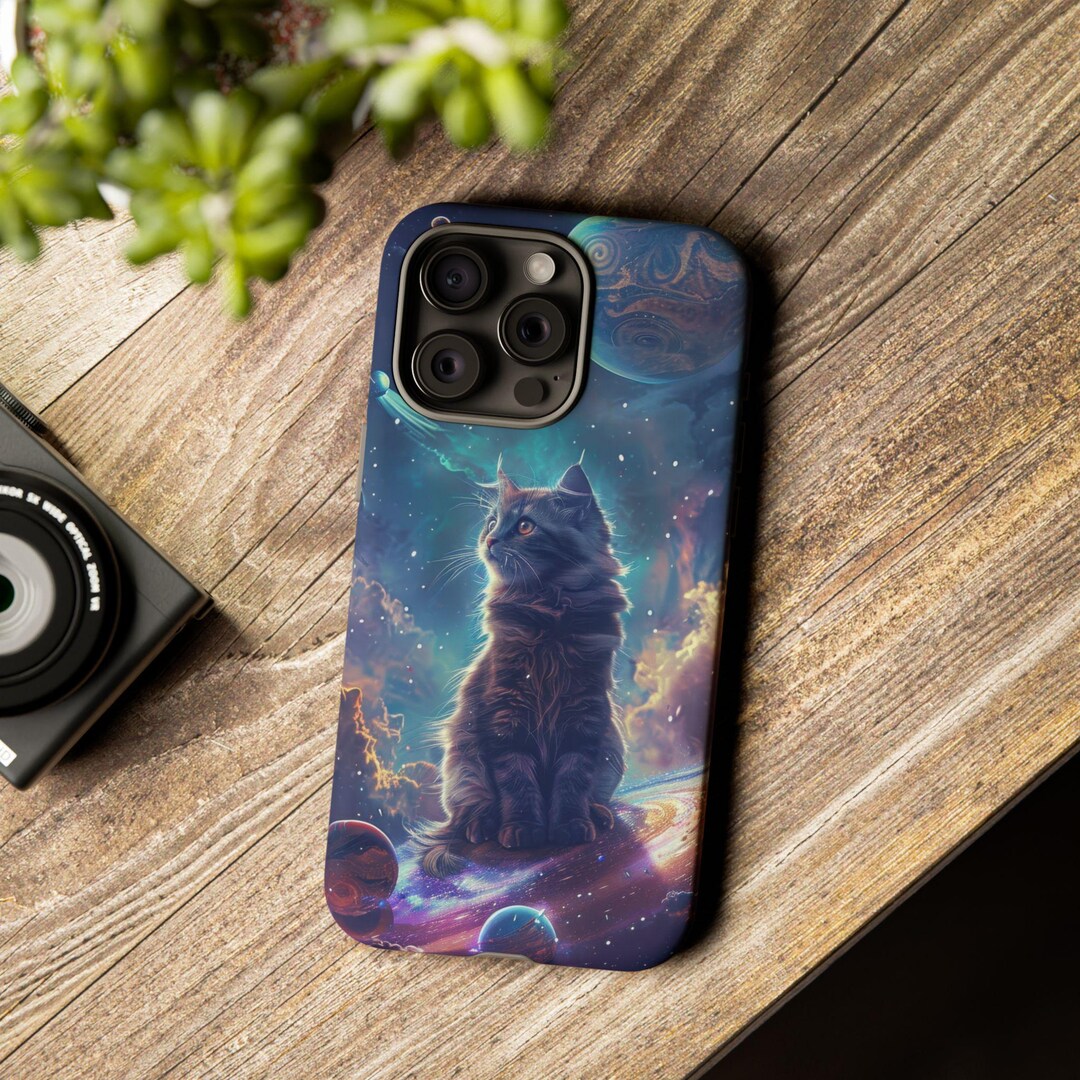 Cosmic Cat Phone Case: Galactic Feline Space Art Design - Etsy
