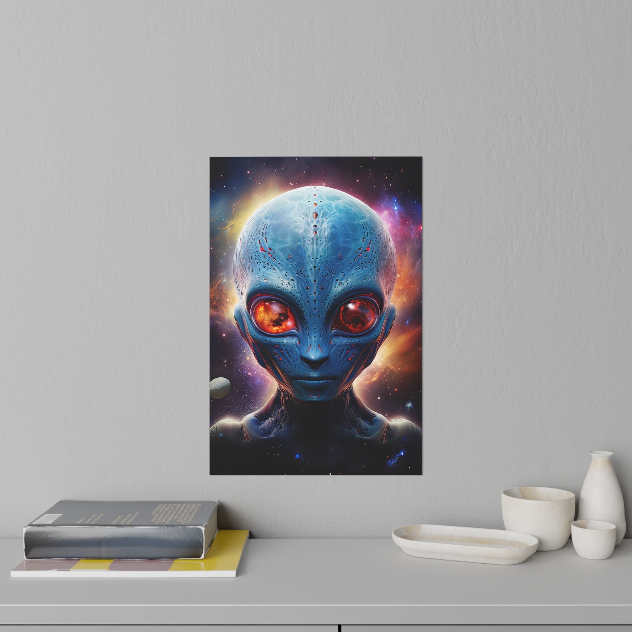 Mystical Blue Alien Wall Decal - Enchanting Extraterrestrial Vinyl ...