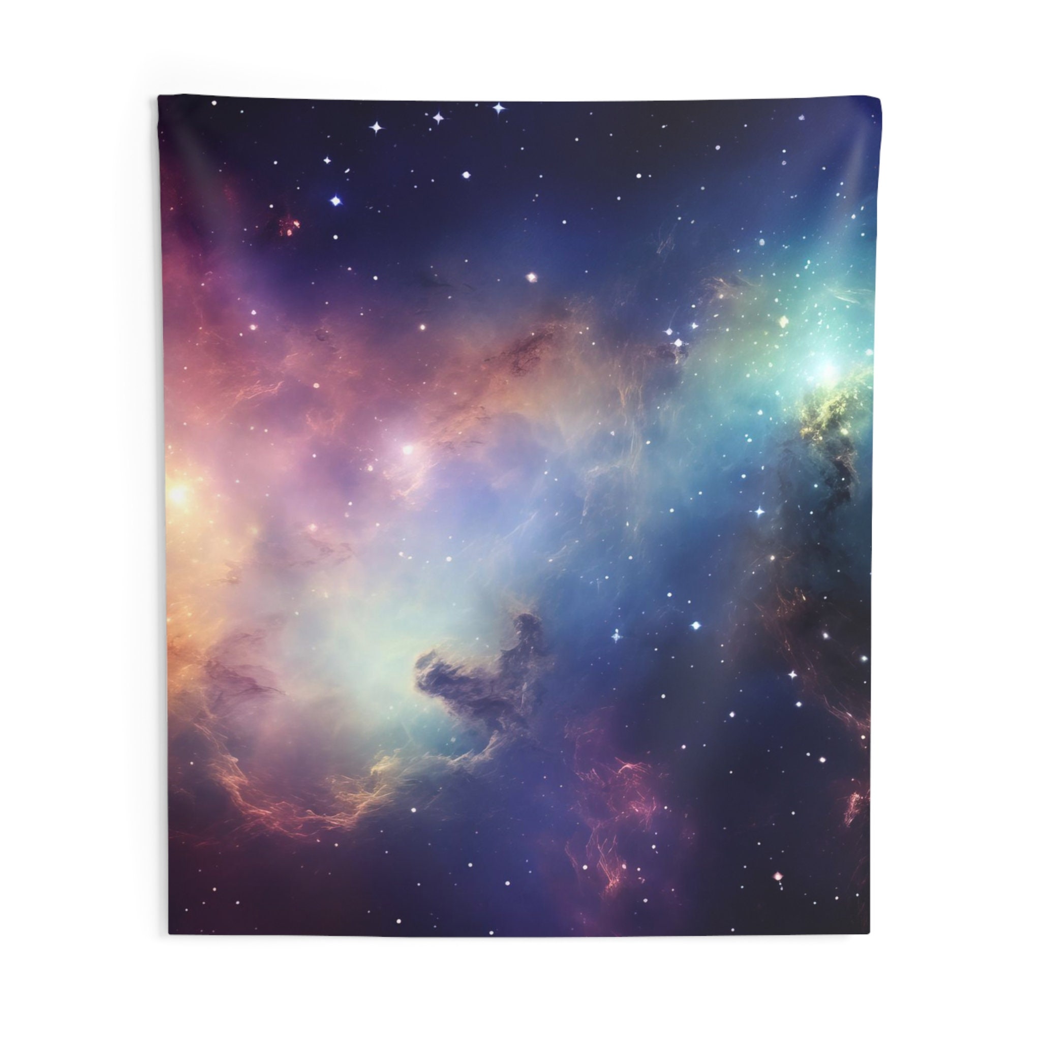 Galactic Rainbow Nebula Tapestry Celestial Wall Art, Premium Polyester ...