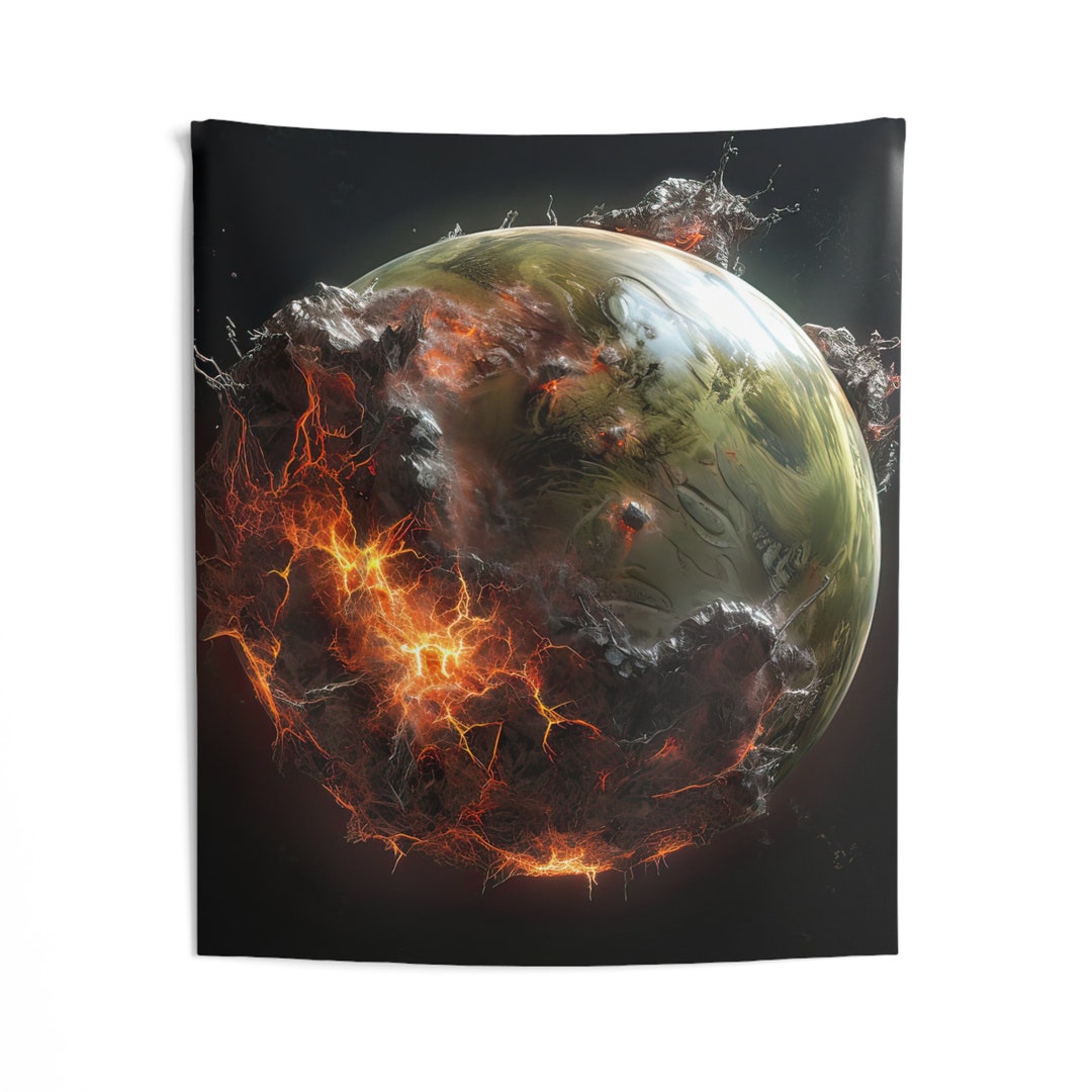 Fractured Planet Wall Tapestry - Abstract Space Art, Cosmic Home Decor ...