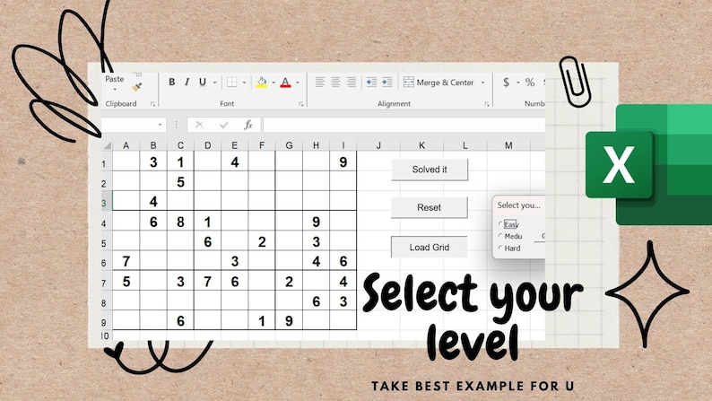 Excel Template Vba(sudoku Puzzles) - Etsy