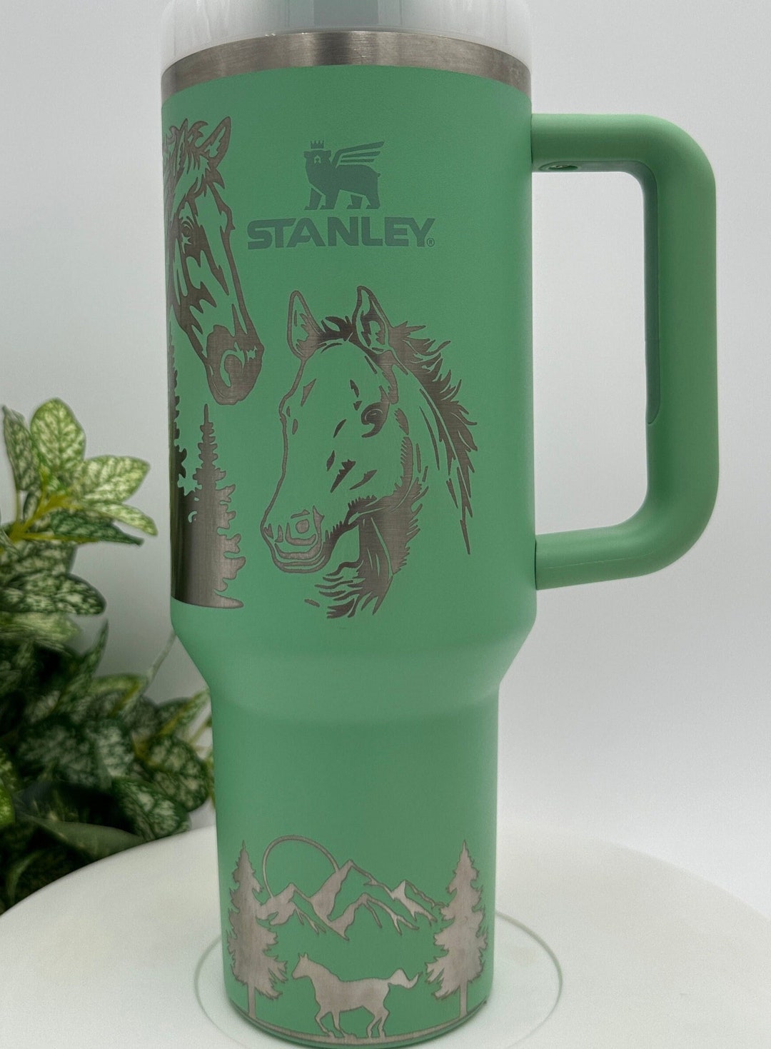 Stanley 40oz Travel Tumbler With Handle ~ Horse/stallion Theme ~ Laser ...