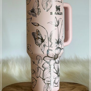 Custom Laser Engraved Stanley | 40 Oz Tumbler With Handle | Florals and ...