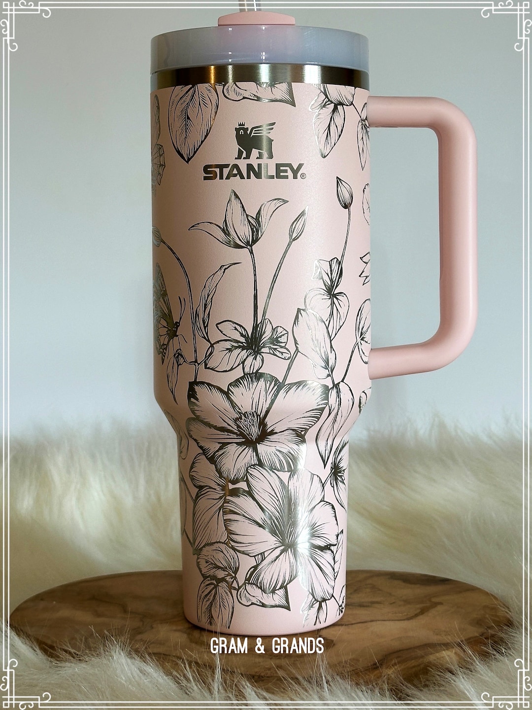 Custom Laser Engraved Stanley | 40 Oz Tumbler With Handle | Florals and ...