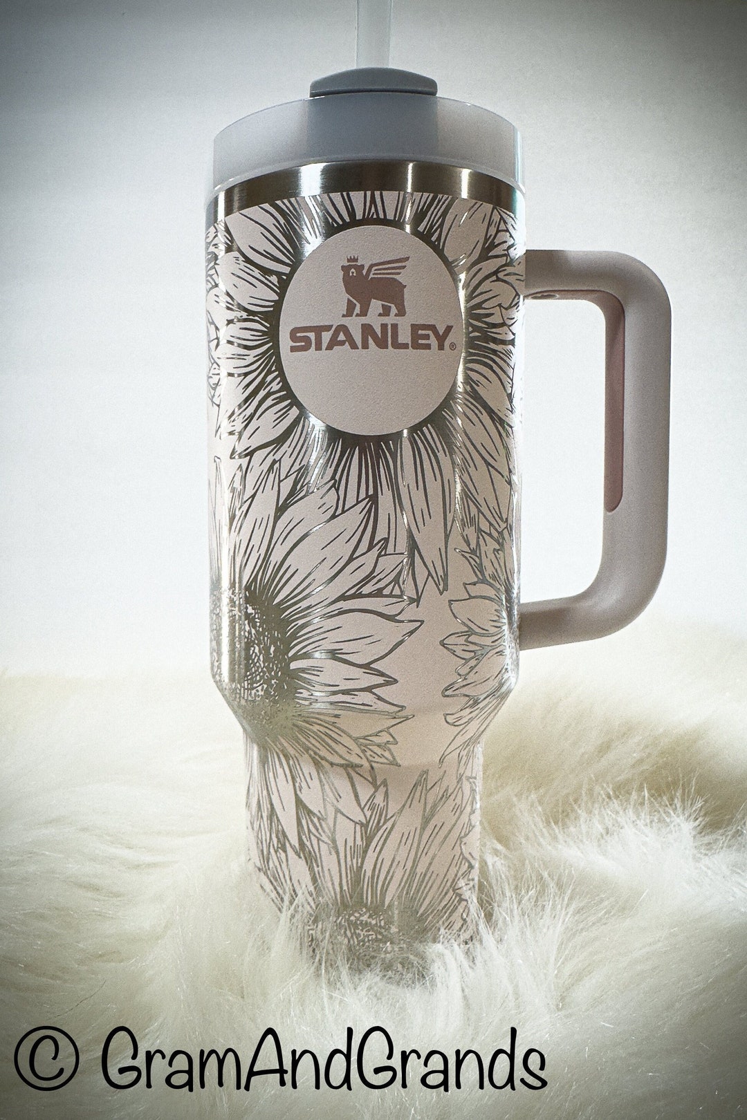 Laser Engraved Stanley 40oz Travel Tumbler With Handle ~ Flower Floral ...